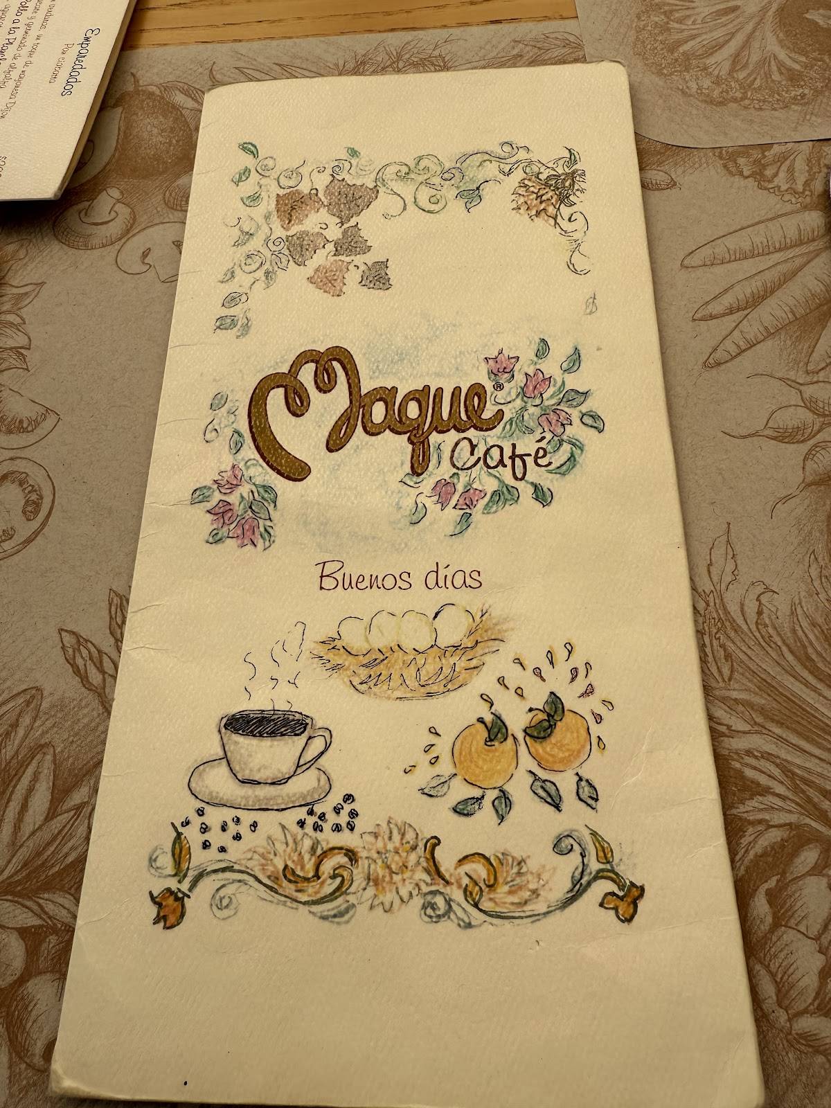 Menu at Maque cafeteria, Mexico City, Av. Emilio Castelar 209 G