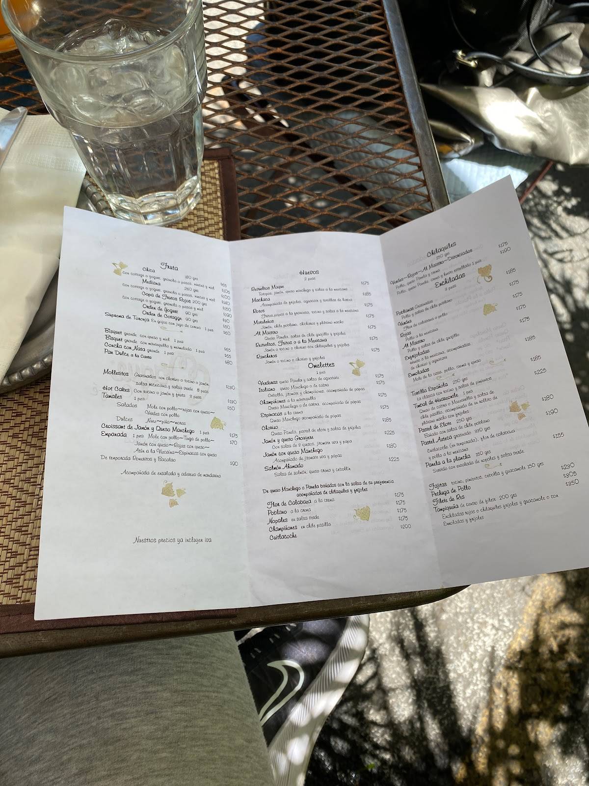 Carta del café Maque, Ciudad del México, Av. Emilio Castelar 209 G