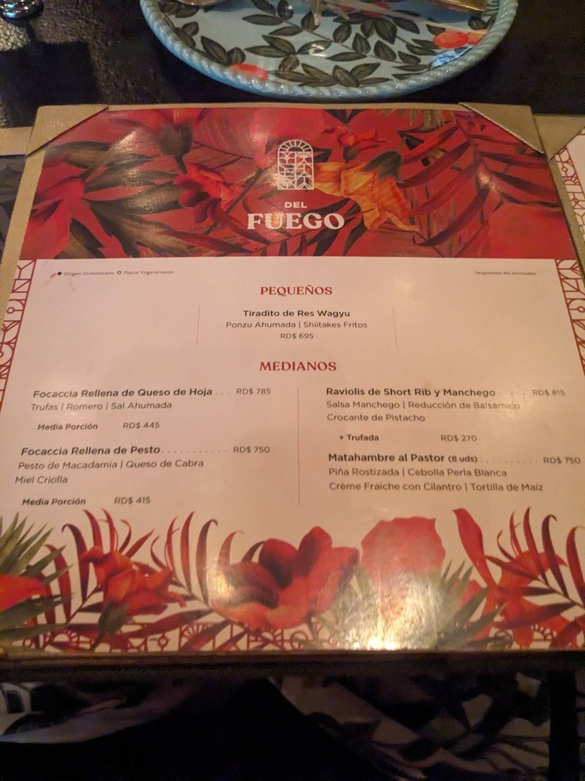 Carta del restaurante Maraca, Santo Domingo