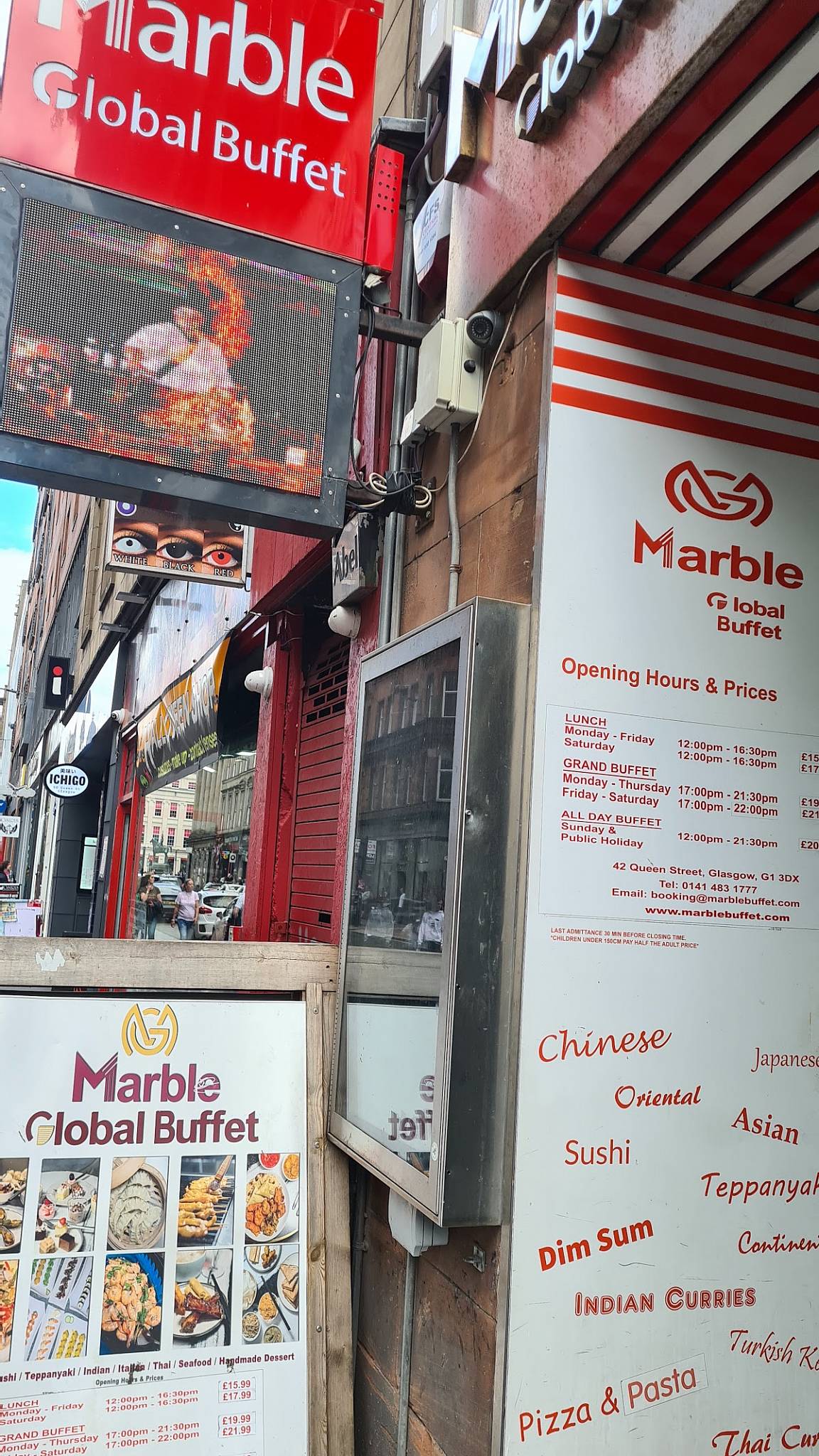 Menu at Marble Global Buffet restaurant, Glasgow
