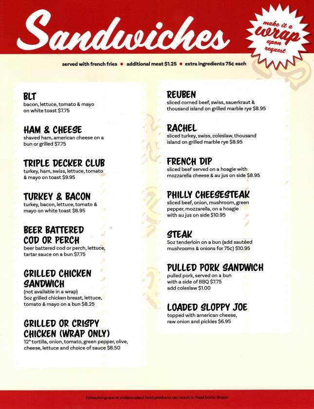 Menu at Applejack's Restaurant & Pub, Marinette