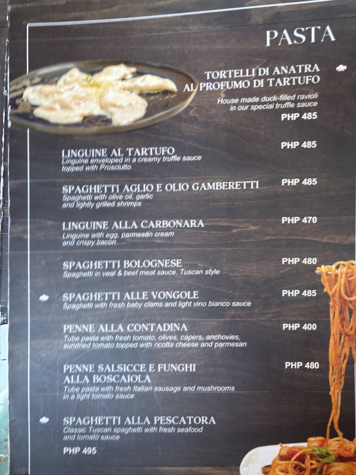 Menu at Mario Mio restaurant, Silang, 5XV7+3HF