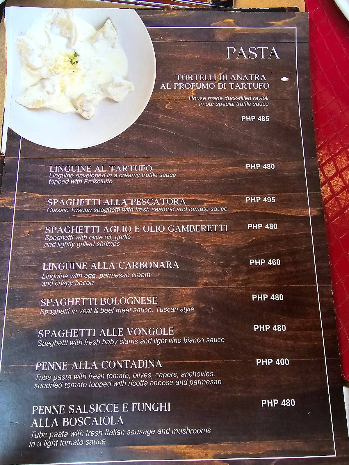 Menu at Mario Mio restaurant, Silang, 5XV7+3HF