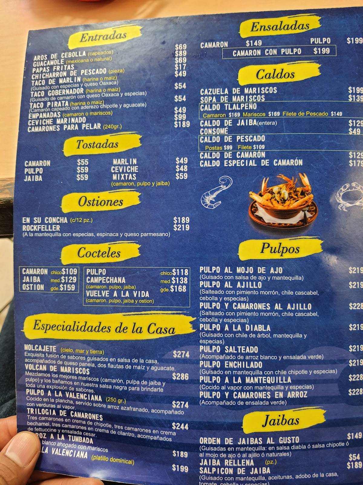 Carta del restaurante El Pulpo, Reynosa, Blvd. Morelos 1460