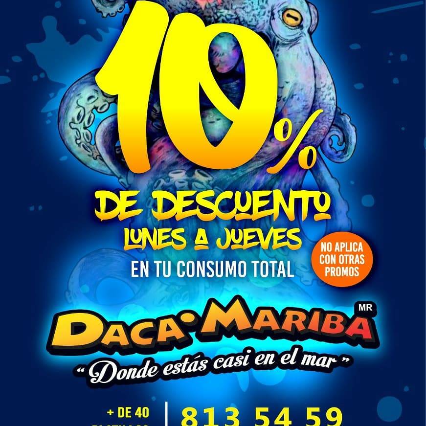 Menu at Marisquería Daca Mariba restaurant, Durango