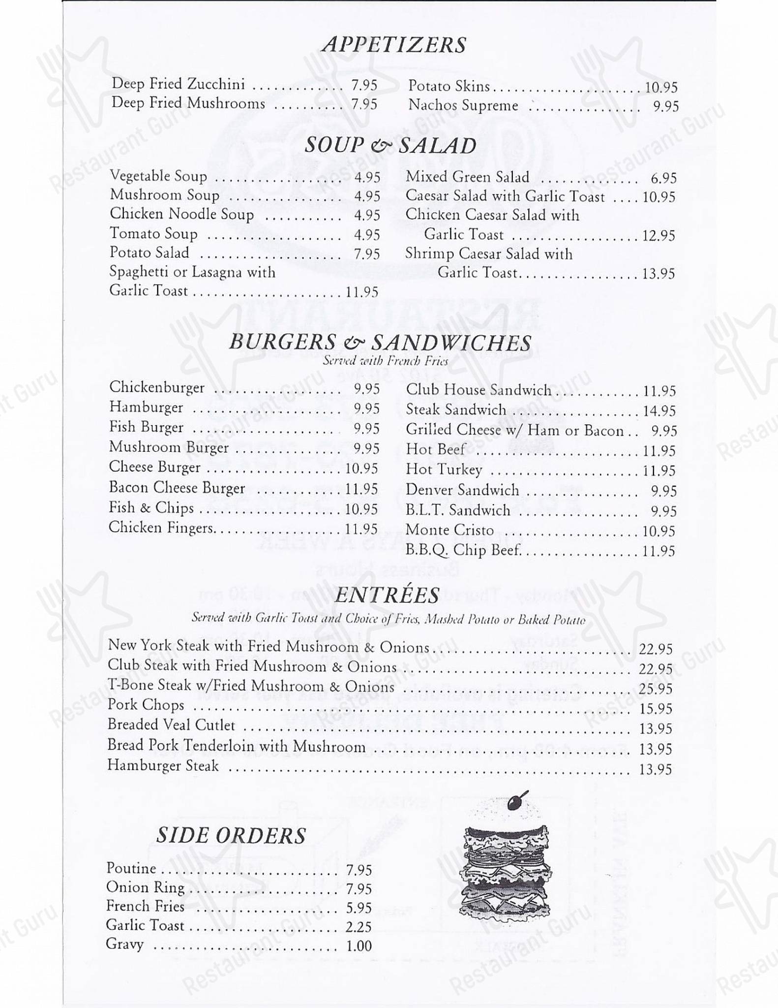 Menu at Mark's Family Restaurant, Yellowknife