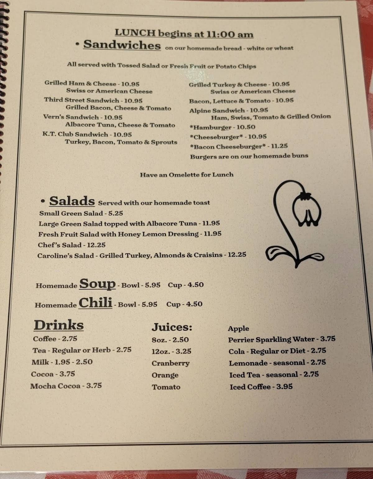 Menu at Kitchen Table restaurant, Marshfield