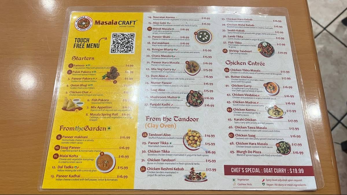 Menu at MasalaCraft - Garden Grove restaurant, Garden Grove