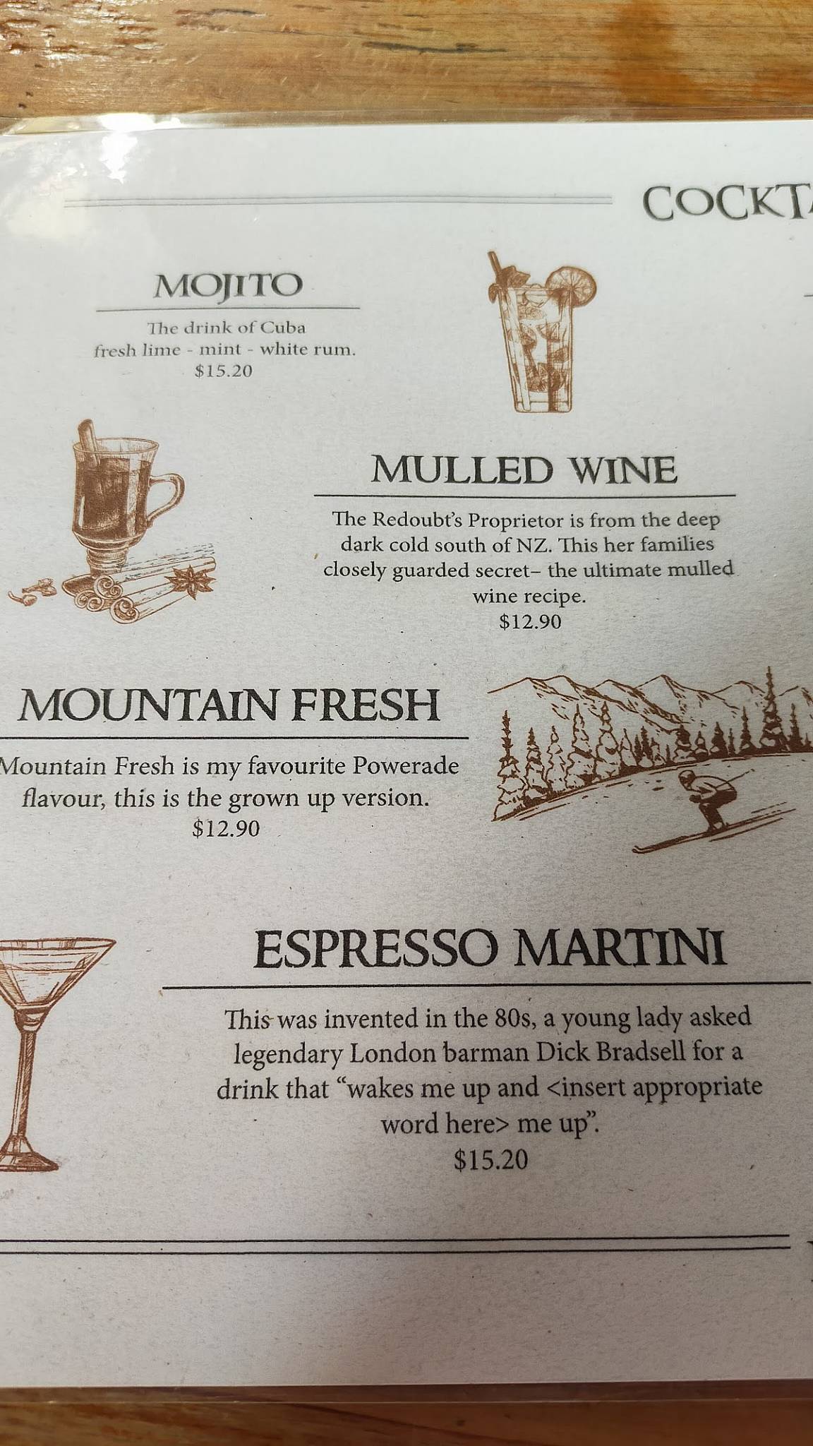 Menu at Redoubt Bar & Eatery, Matamata