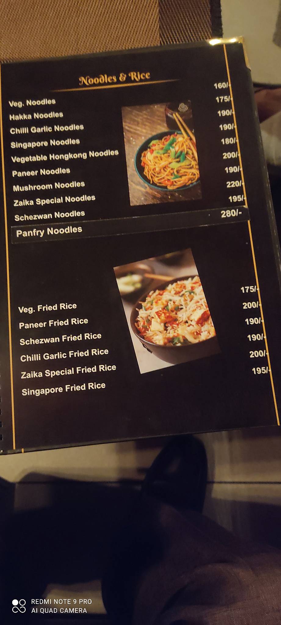Menu at Zaika Indian lounge, Mau