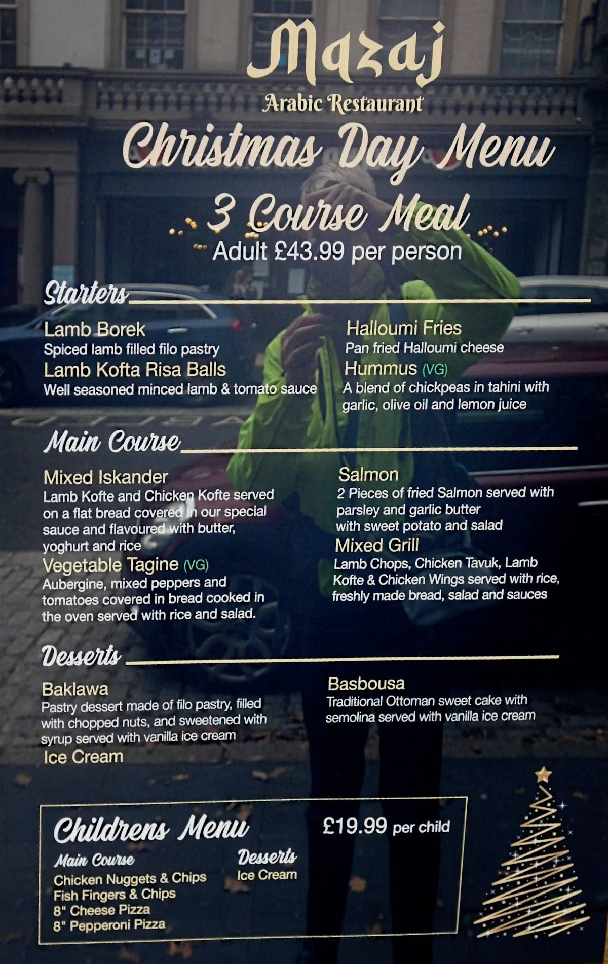 Menu at Mazaj Arabic Charcoal Grill Restaurant, Dundee