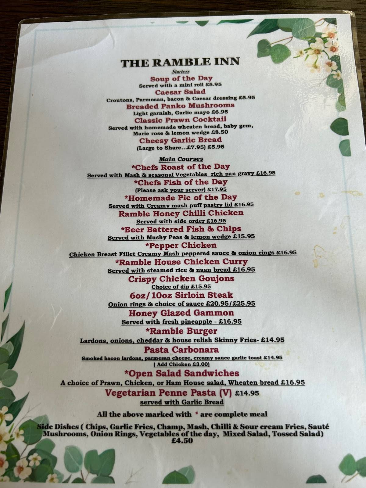 Menu at McLarnons Ramble Inn pub & bar, Antrim