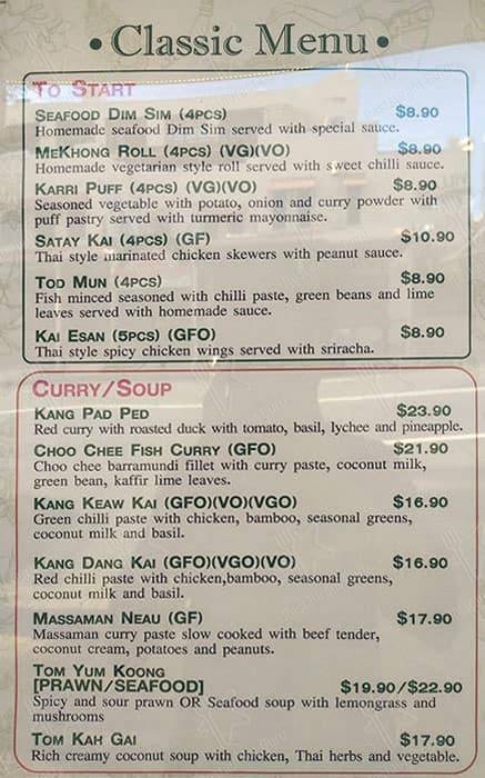 Menu at Thai D Thai fast food, Wynnum