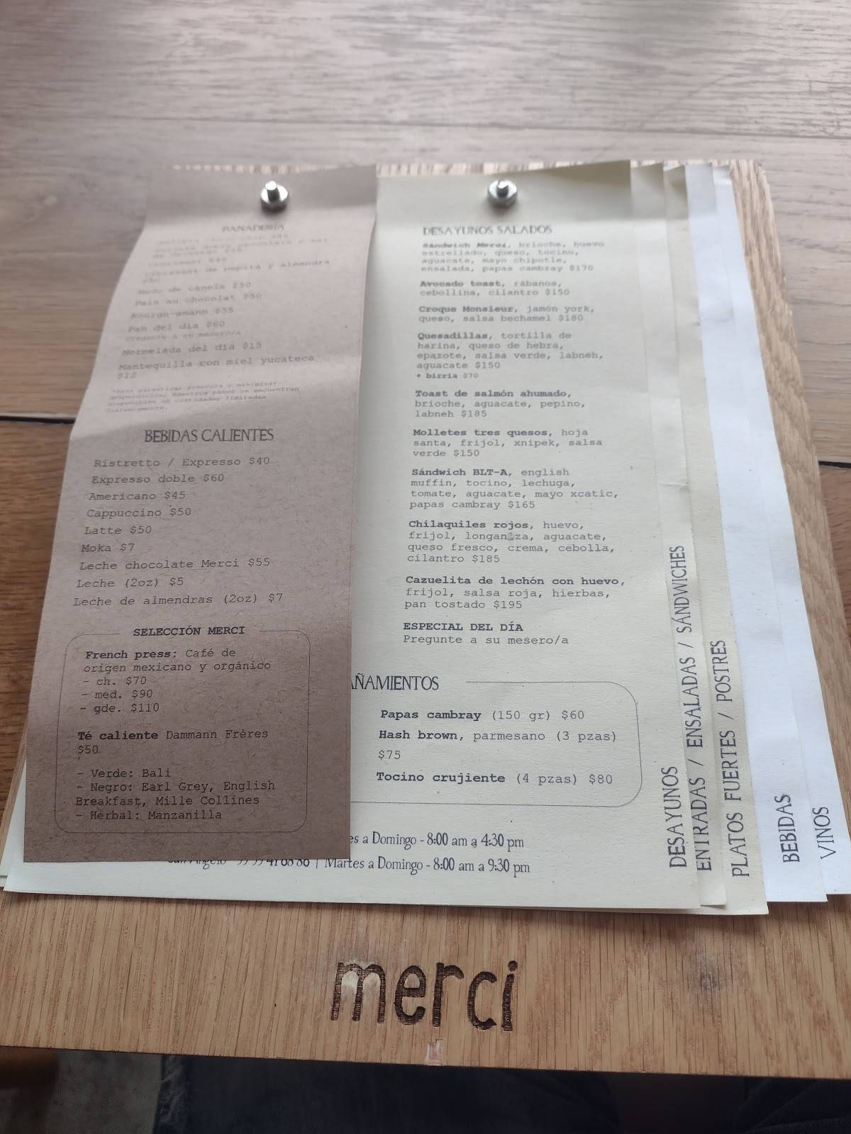 Carta del restaurante Merci Paseo 60, Merida, PLAZA PASEO 60