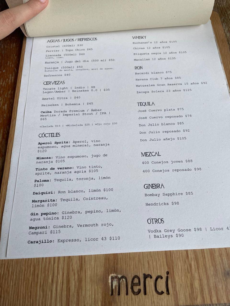 Menu at Merci Paseo 60 restaurant, Merida, PLAZA PASEO 60