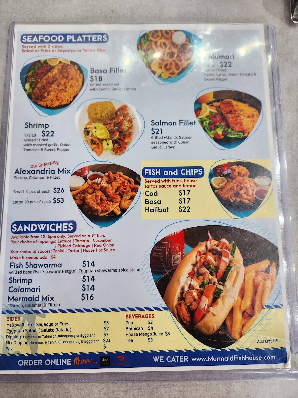Menu at Mermaid Fish & Grill House restaurant, Mississauga