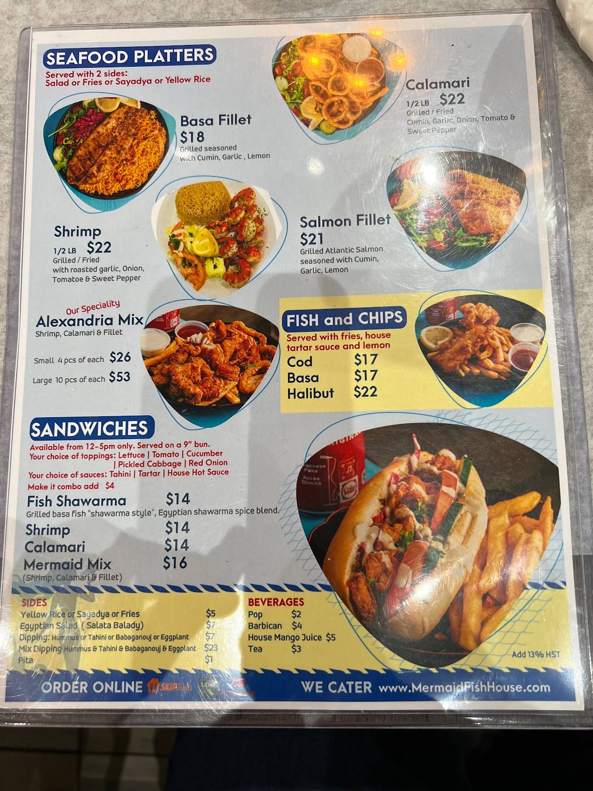 Menu at Mermaid Fish & Grill House restaurant, Mississauga