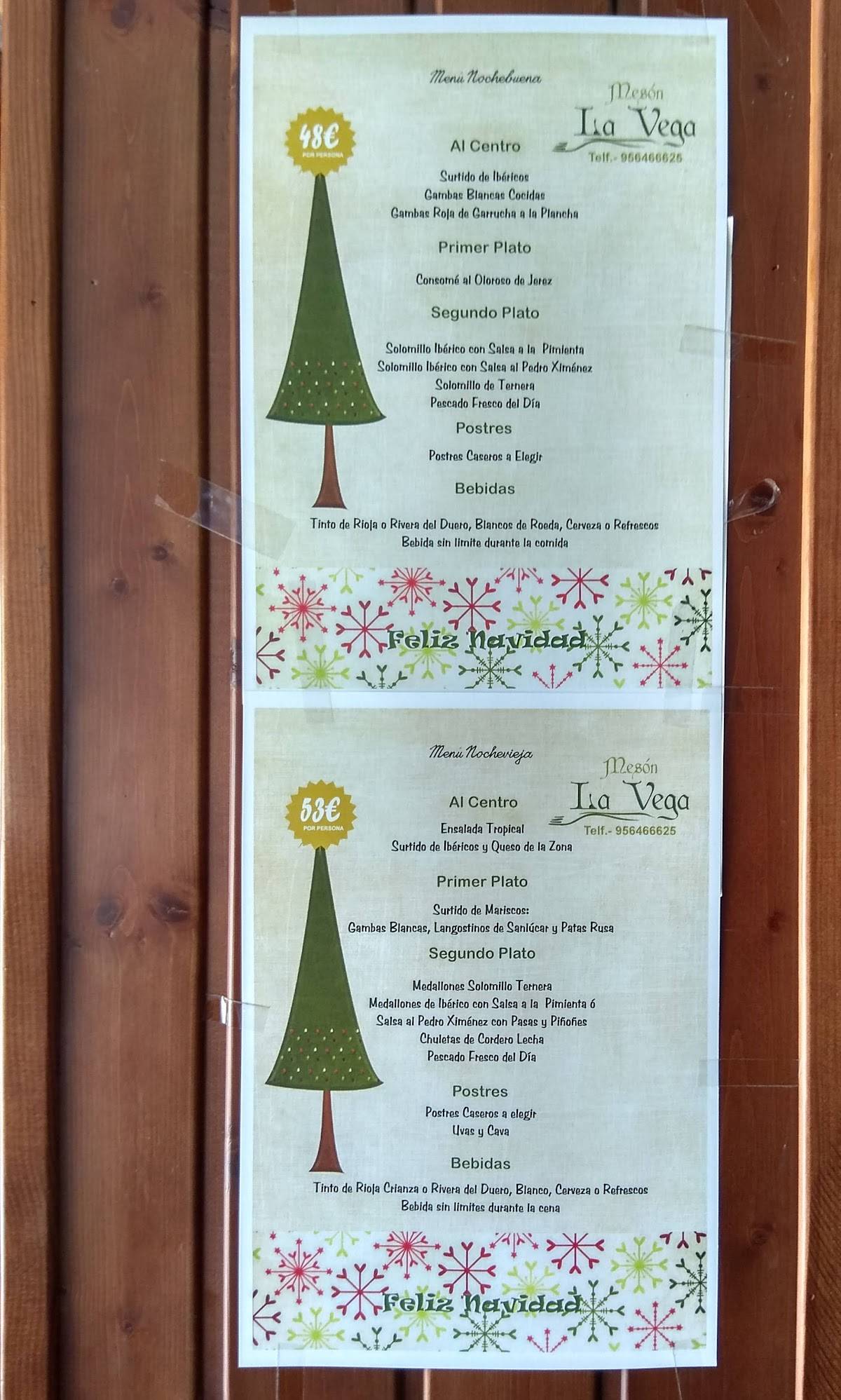 Menu at Meson La Vega restaurant, Ubrique