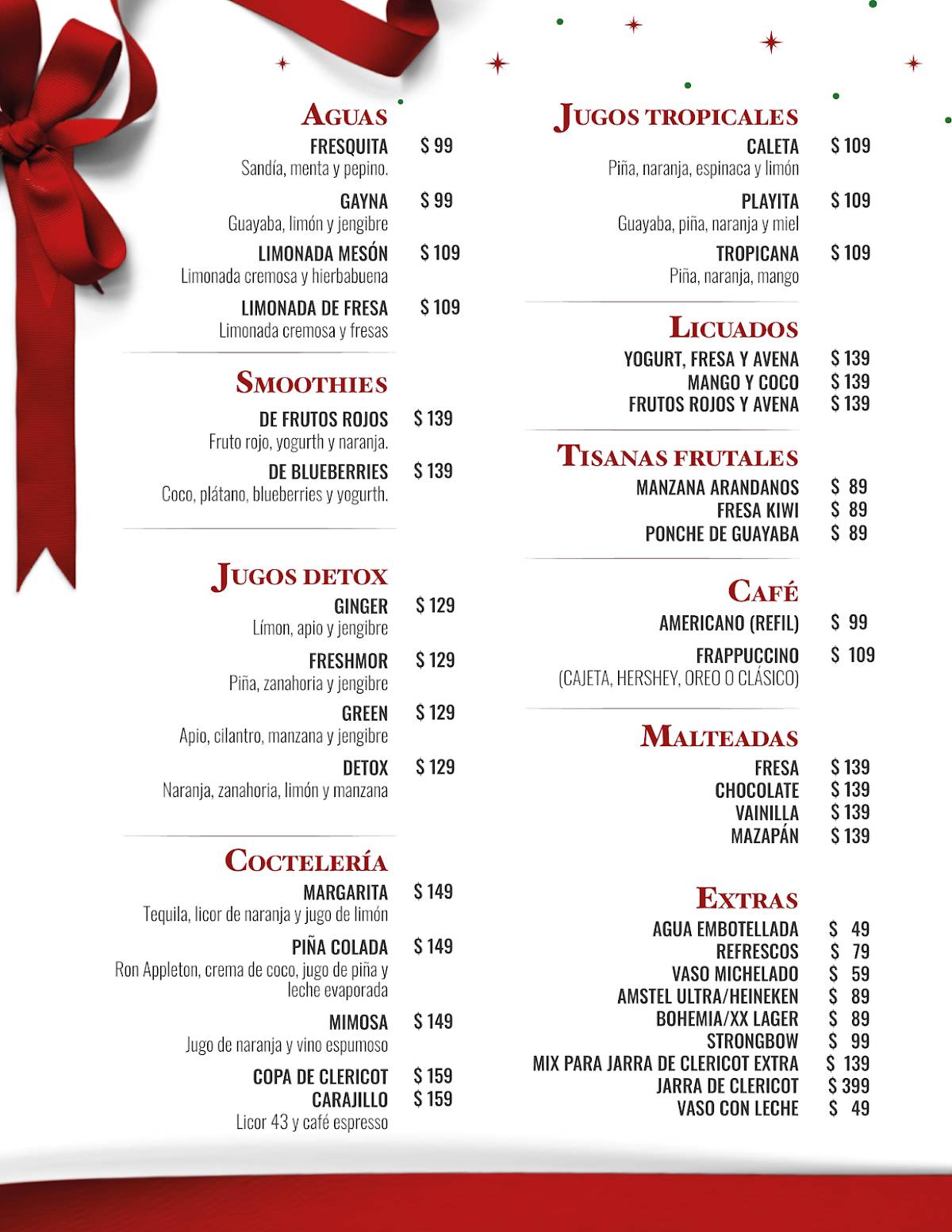 Carta de Mesón de Los Ángeles Acapulco - Restaurante & Eventos, Acapulco