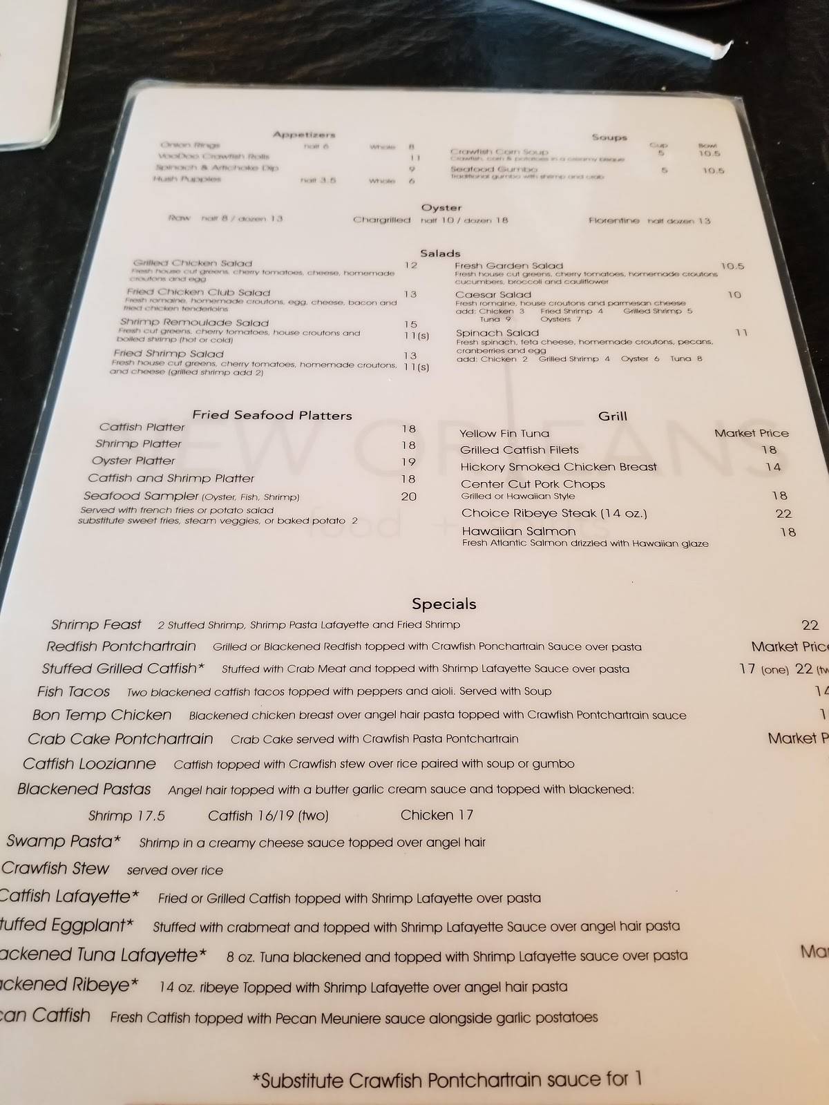 Menu at New Orleans Food & Spirits restaurant, Metairie, 210 Metairie ...