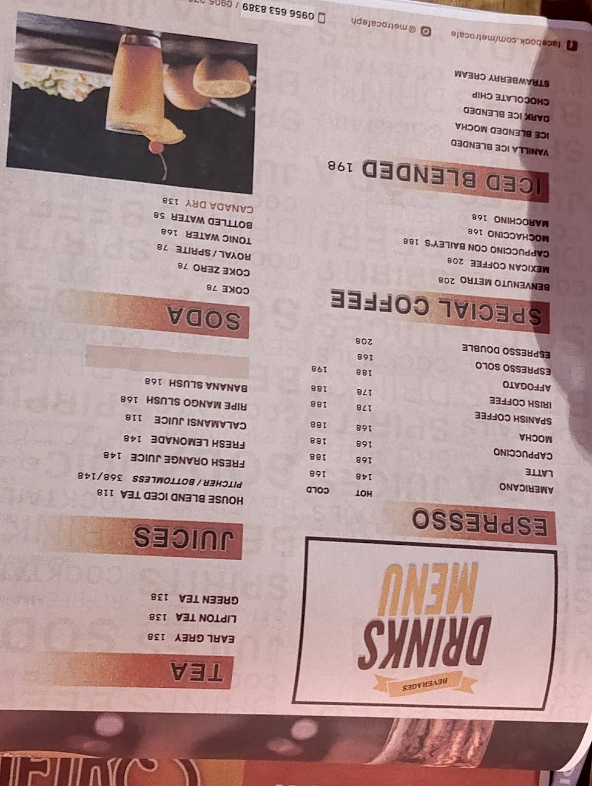 Menu at Metro Café restaurant, Pasay, Ground Floor