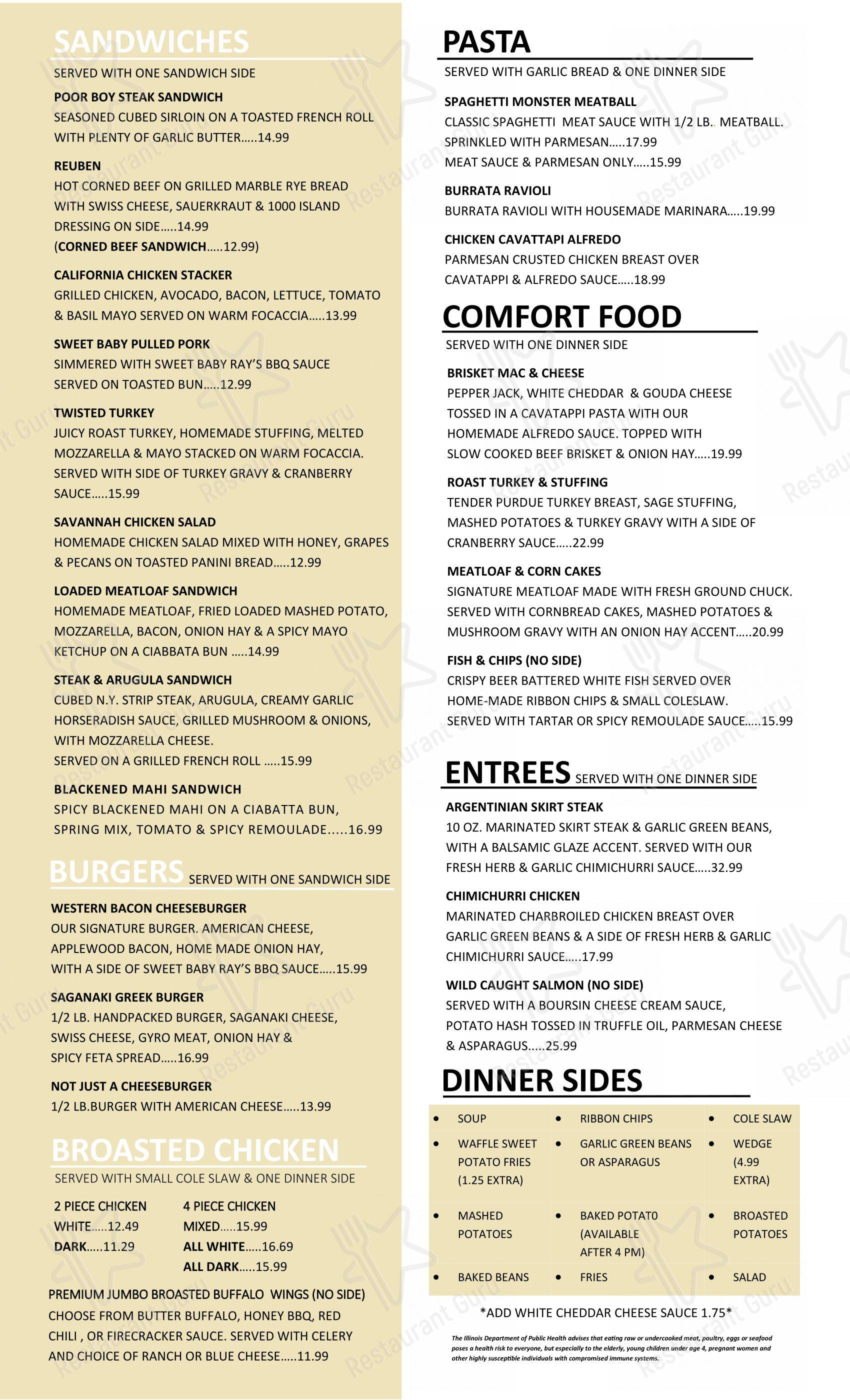 Menu at Metro Grill & Bar, Joliet