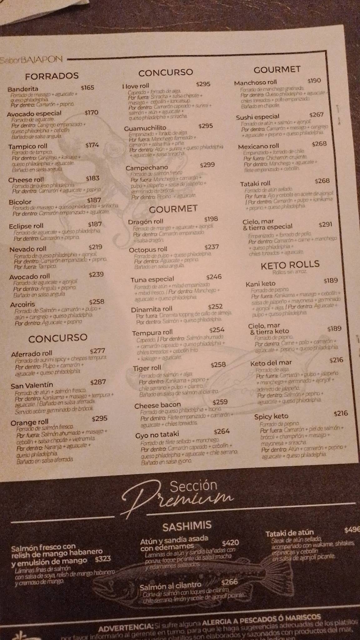Carta de Sushi Bar & Delivery Justo Sierra, Mexicali, Calzada Justo ...