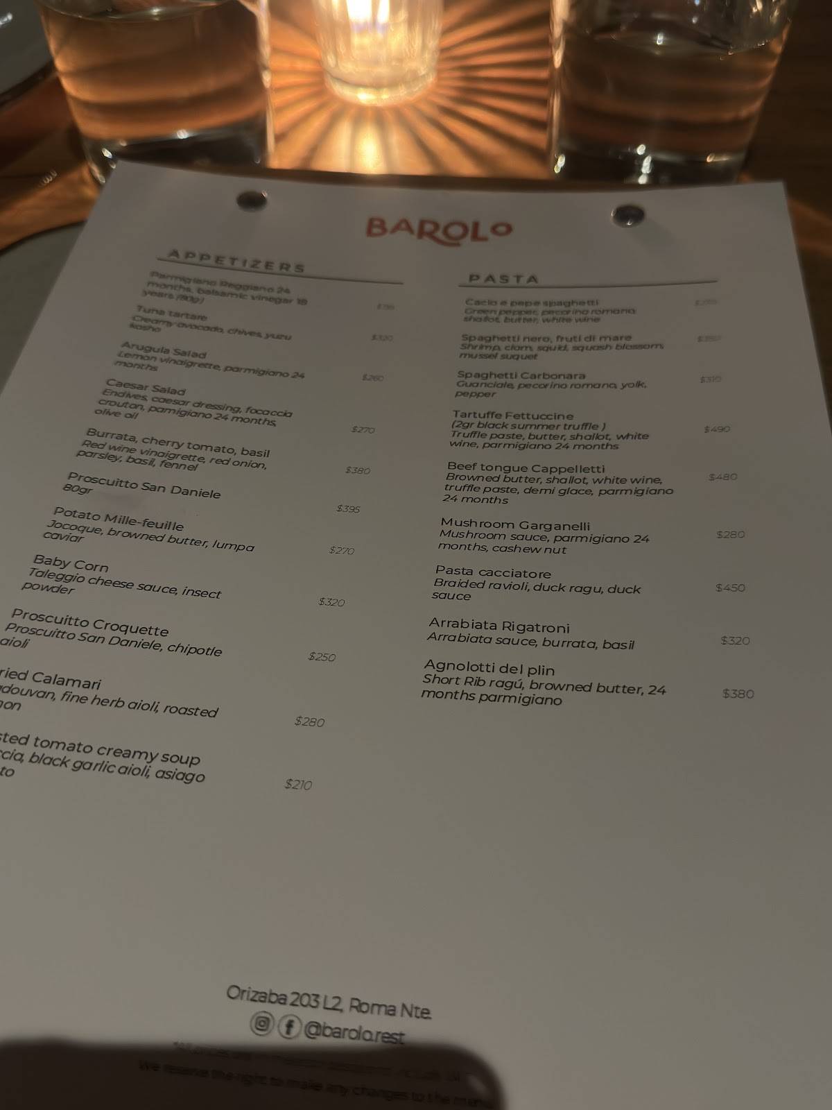 Carta de Barolo, Ciudad de México