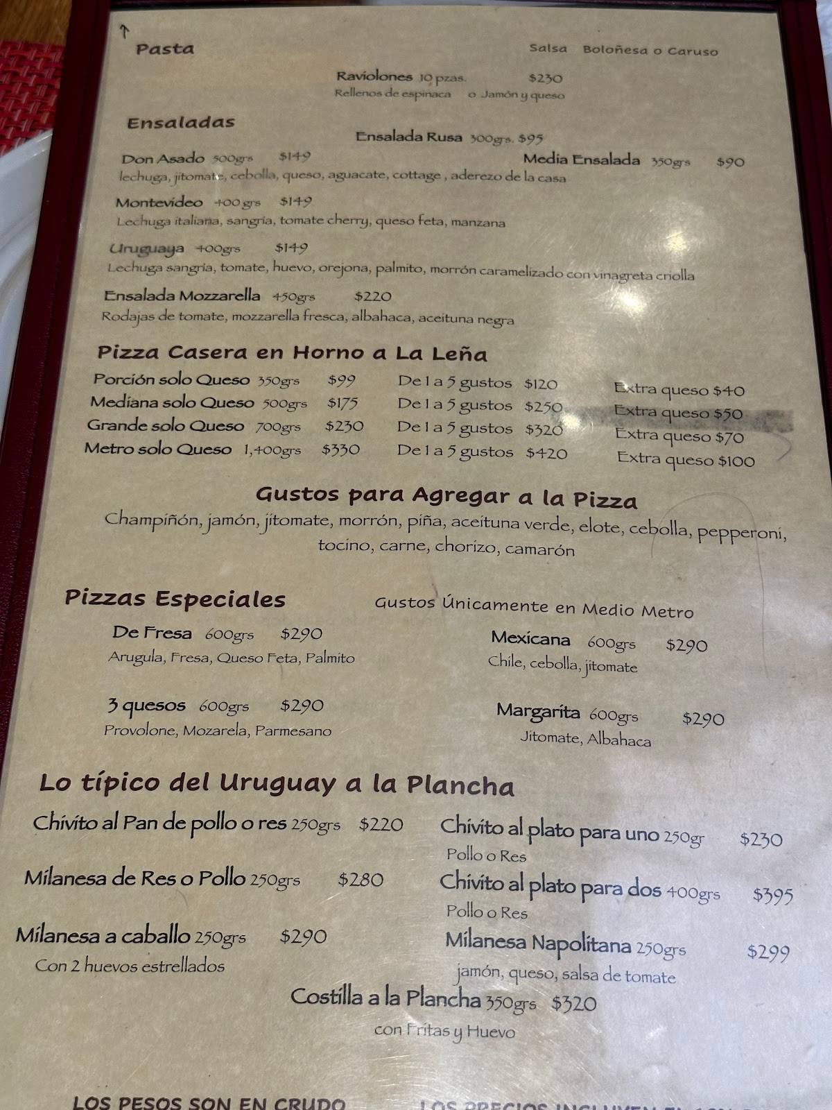 Carta del restaurante Don Asado Rio Lerma, Ciudad del México, C. Río ...