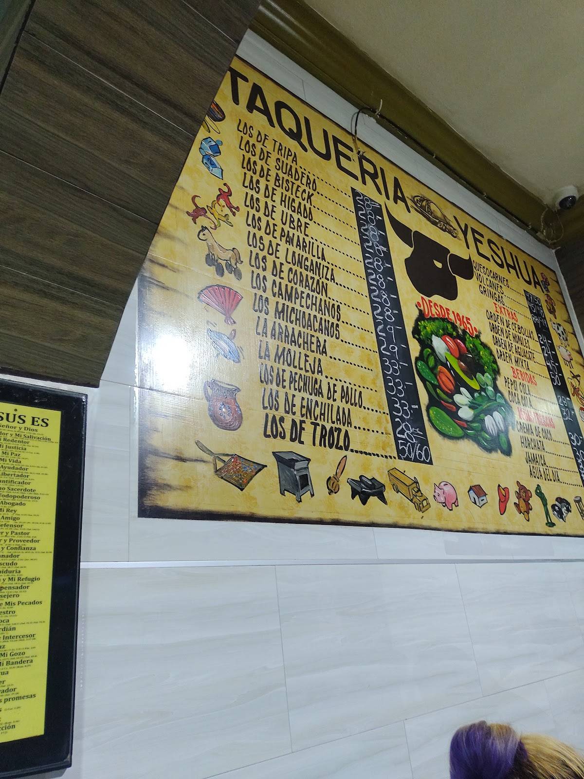 Carta del restaurante Yeshua Tacos CDMX, Ciudad del México