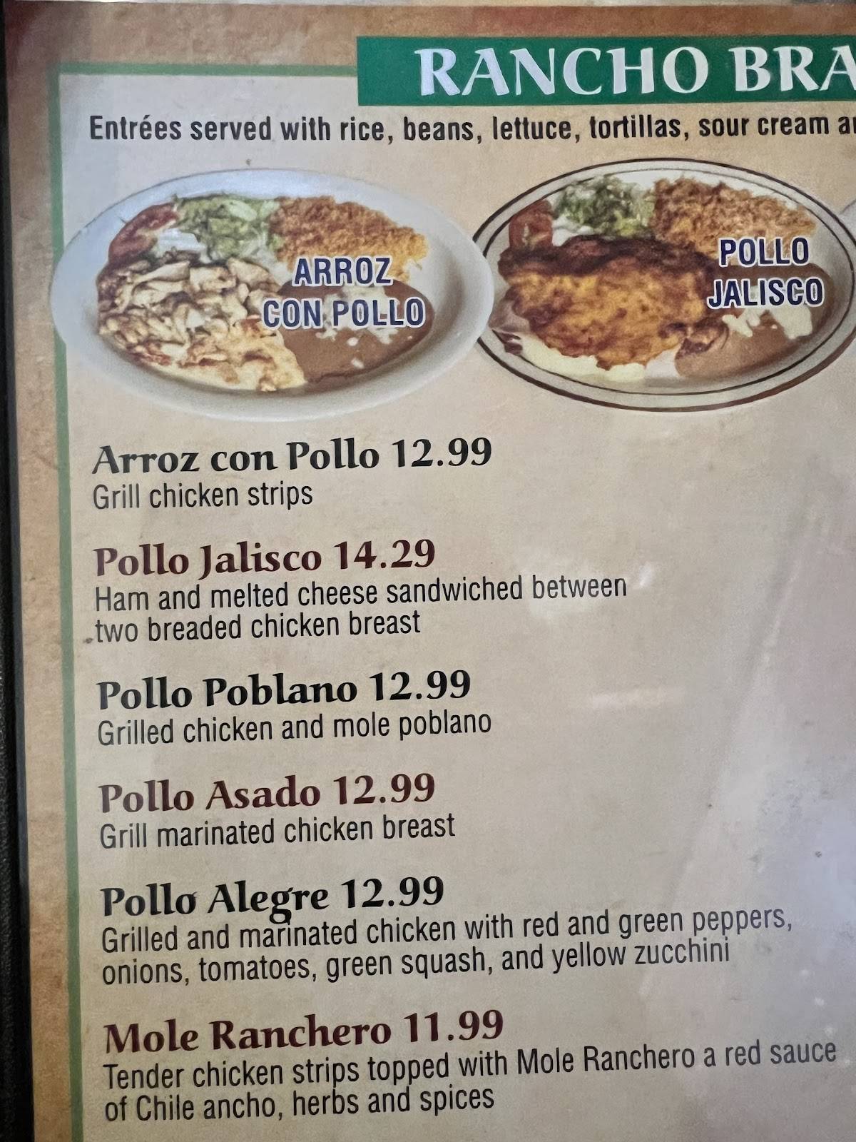 Menu at Mi Rancho Bravo Mexican Restaurant, Crawfordsville