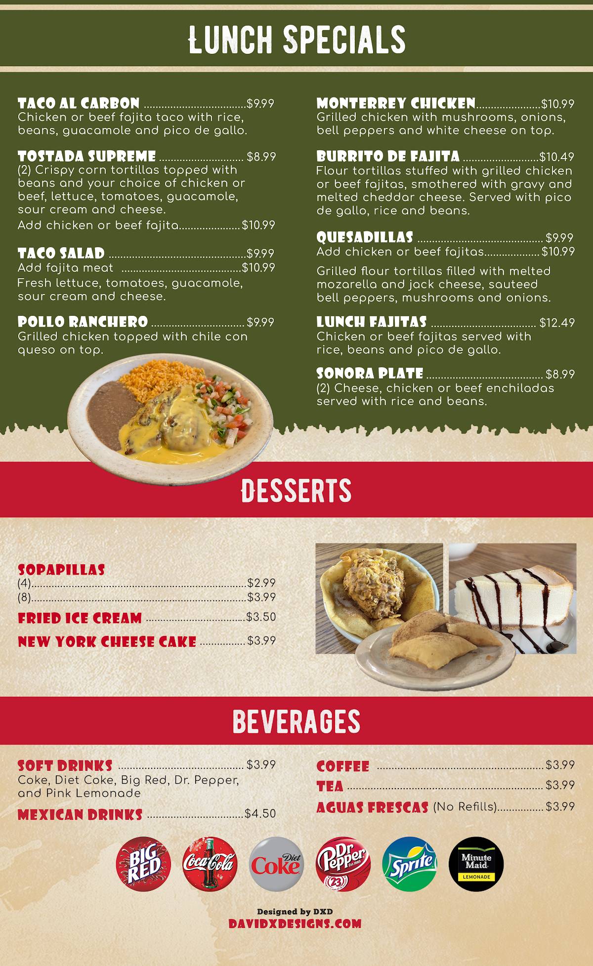 Menu at Mi Rancho Mexican Restaurant, Groesbeck