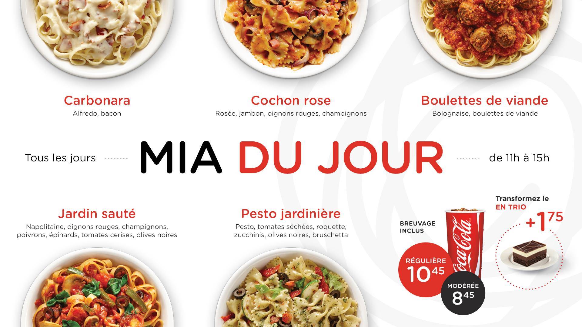 Menu au Mia Pasta - Val-d'Or restaurant, Val-d'Or