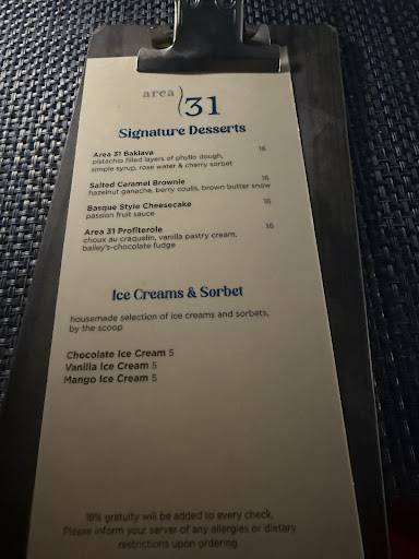 Menu at Area 31 pub & bar, Miami, 270 Biscayne Blvd Way