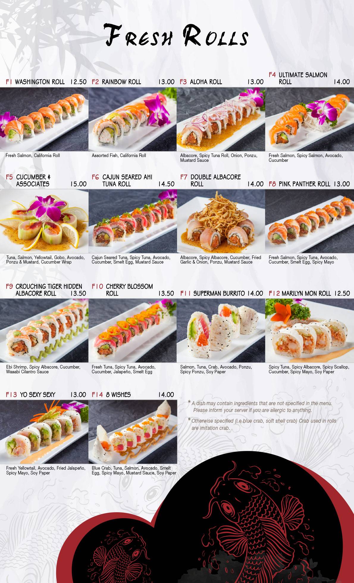 Menu at Mikomi Sushi Monrovia restaurant, Monrovia