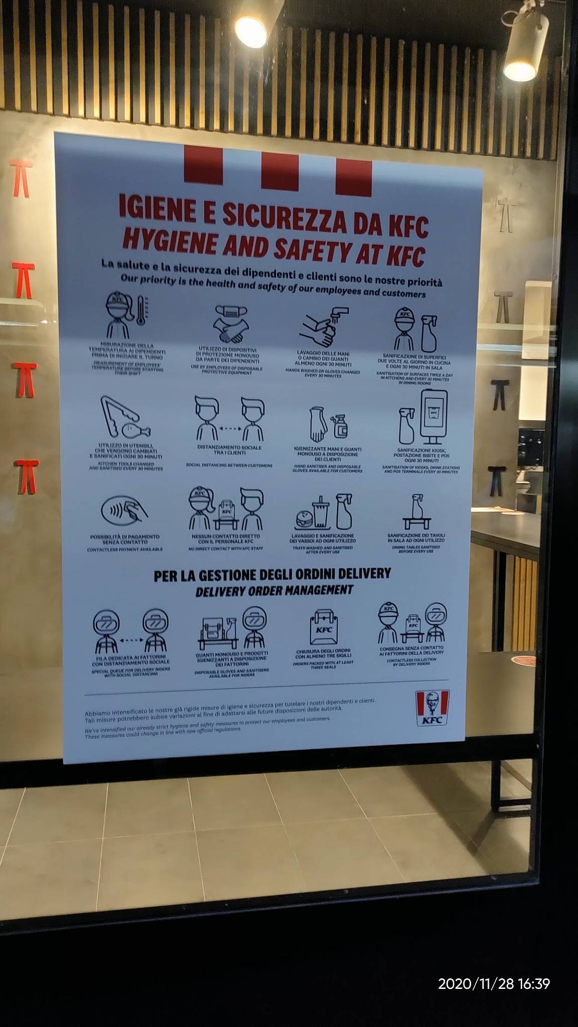 Menu da KFC ristorante, Milano, Via Panfilo Castaldi