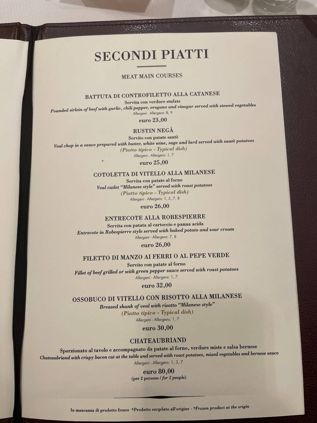 Menu da La Locanda del Gatto Rosso ristorante, Milano, Via Ugo Foscolo ...