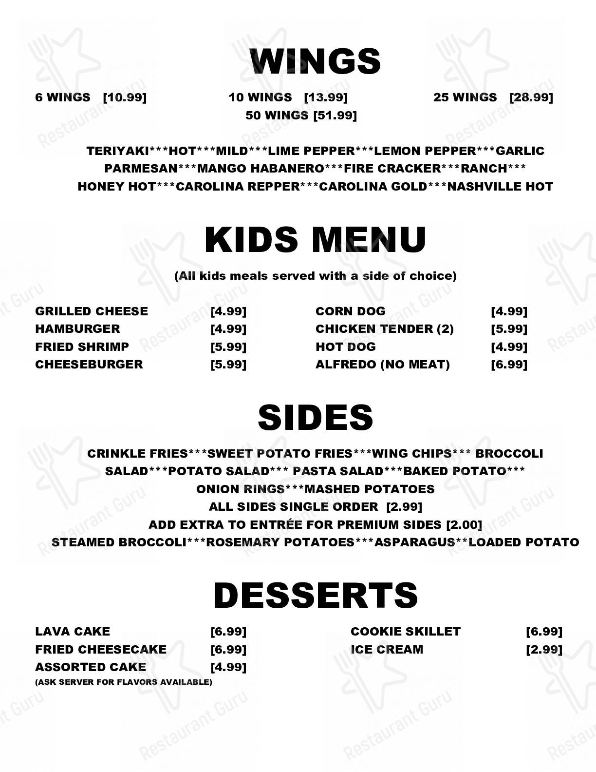 Menu at Mill Street Grill restaurant, Manning