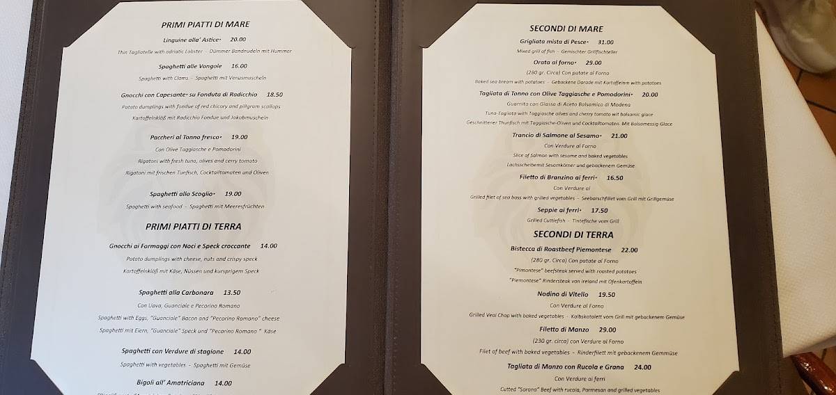 Speisekarte von Mille Luci restaurant, Lido di Jesolo