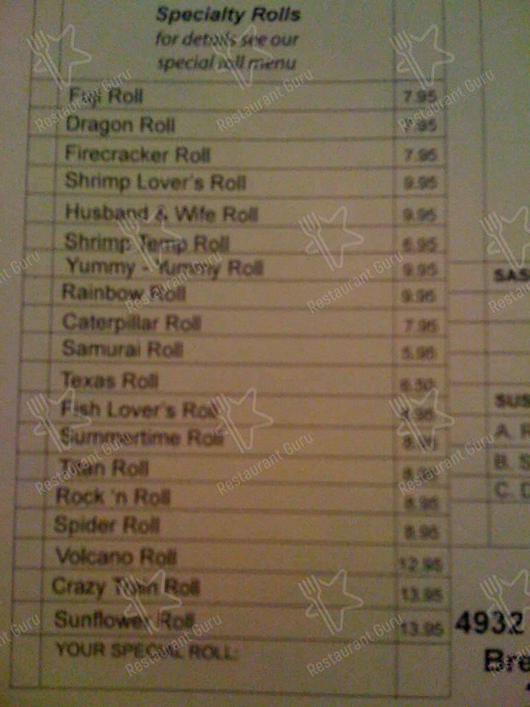 Menu at Miyako Japanese Restaurant, Nashville, Thoroughbred Ln