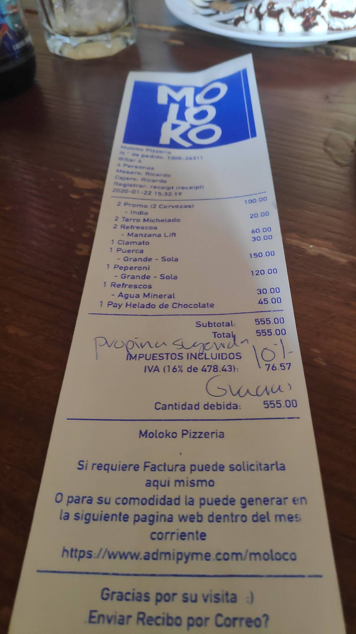 Carta de Moloko Social Club, Aguascalientes