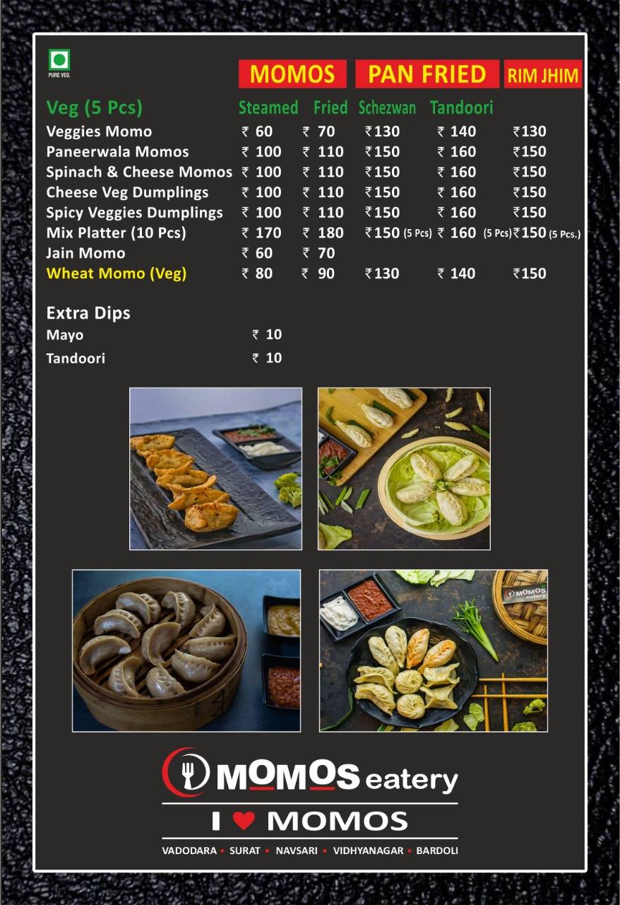 Menu at Momos eatery, Navsari