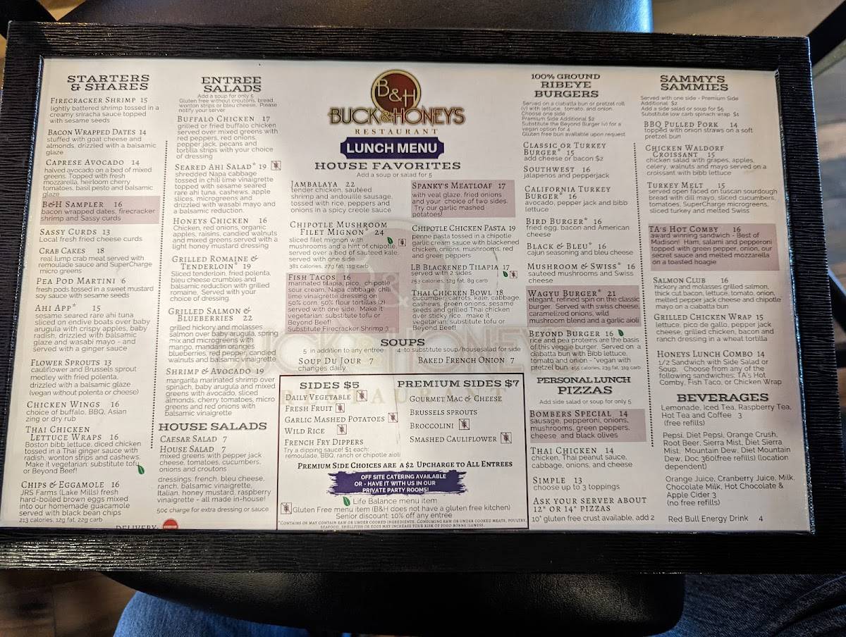 Menu at Buck & Honey's - Monona pub & bar, Monona