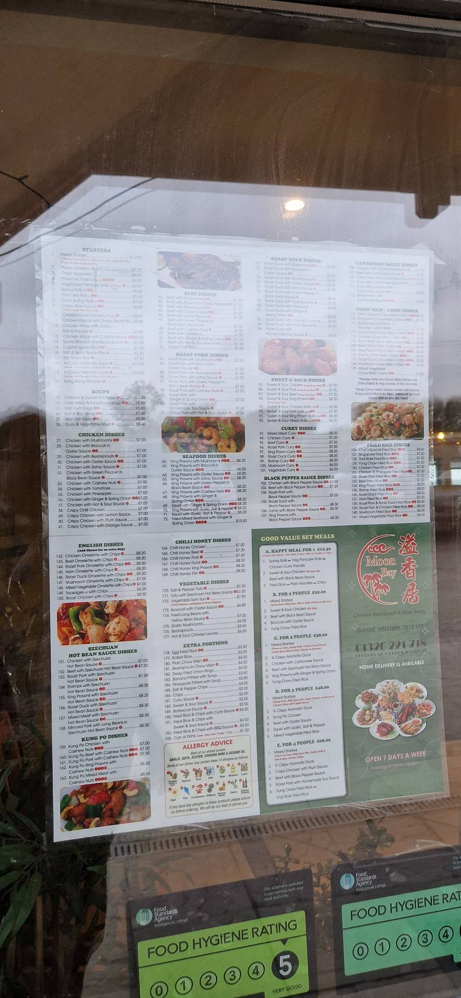 Menu at Moon Bay restaurant, Helston, TR12 6 Helston
