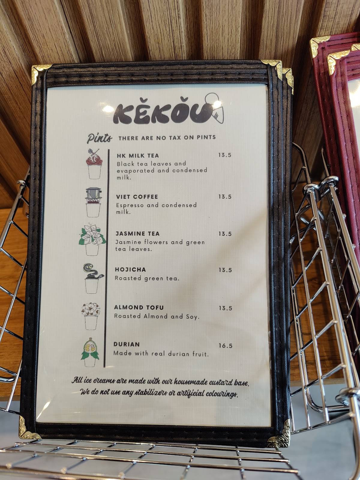 Menu au Moon Pasta restaurant, Markham