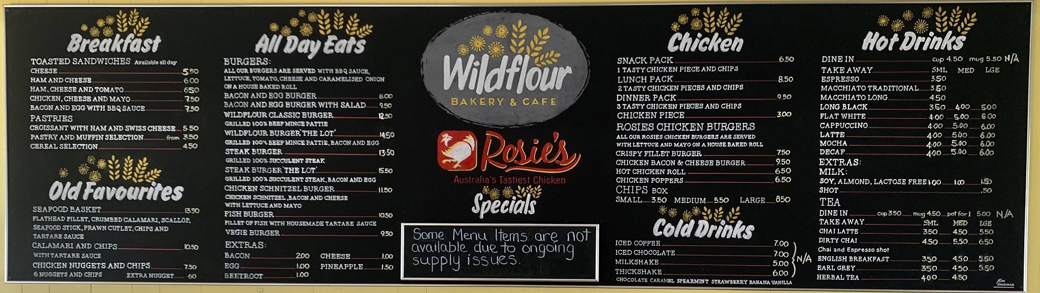 Menu at Wildflour Bakery and Cafe - Morawa Roadhouse, Morawa