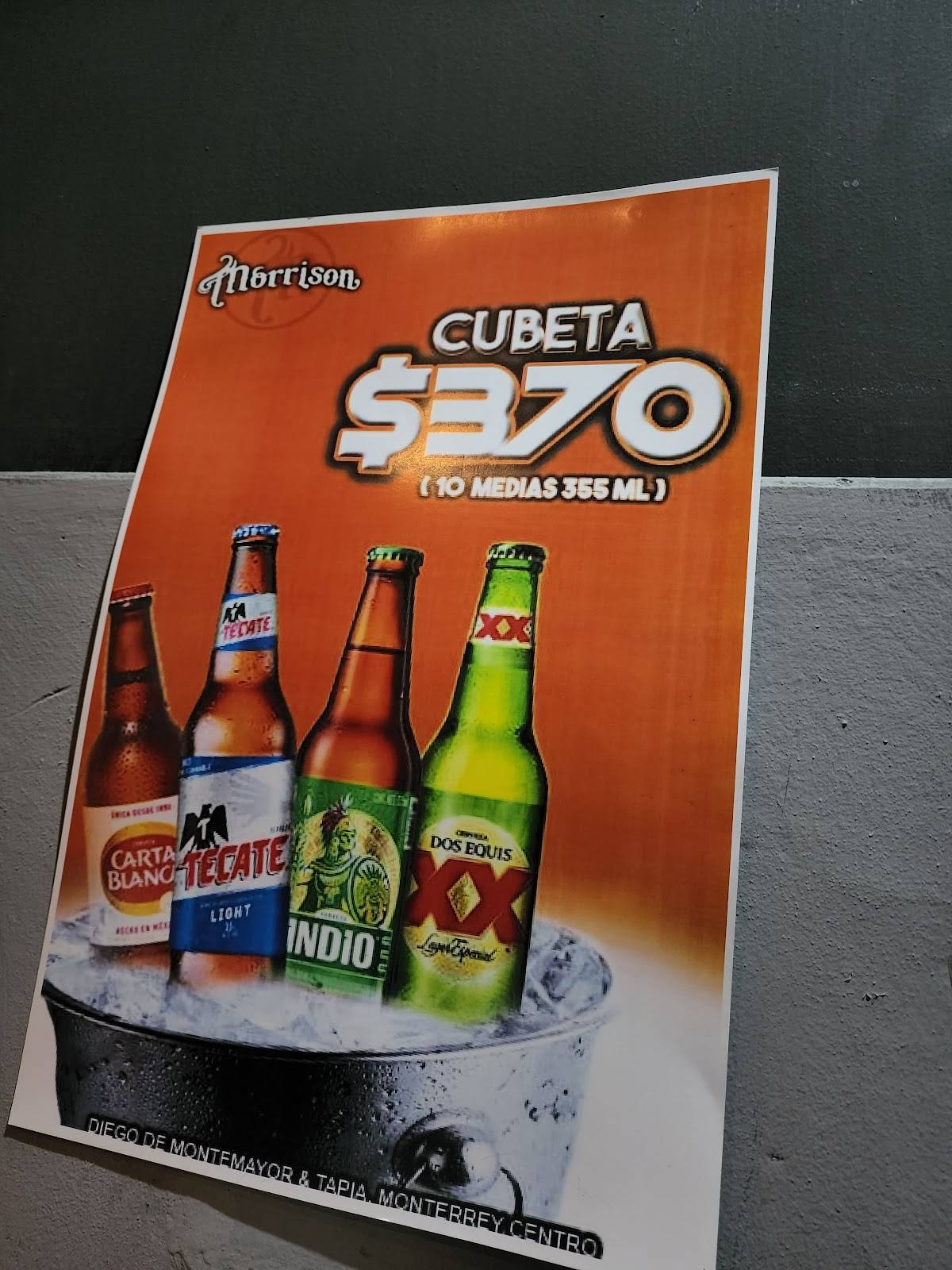 Carta de Morrison Bar, Monterrey