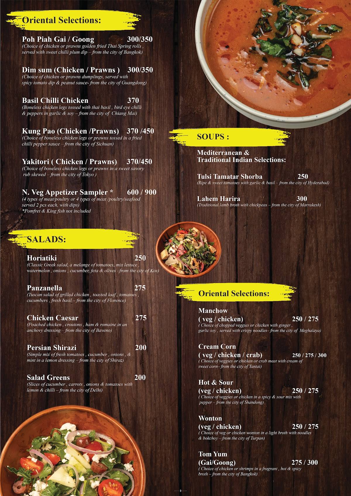 Menu at Mortar & Pestle, Reis Magos