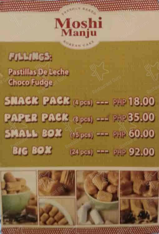 Menu at Moshi Manju desserts, Mandaluyong