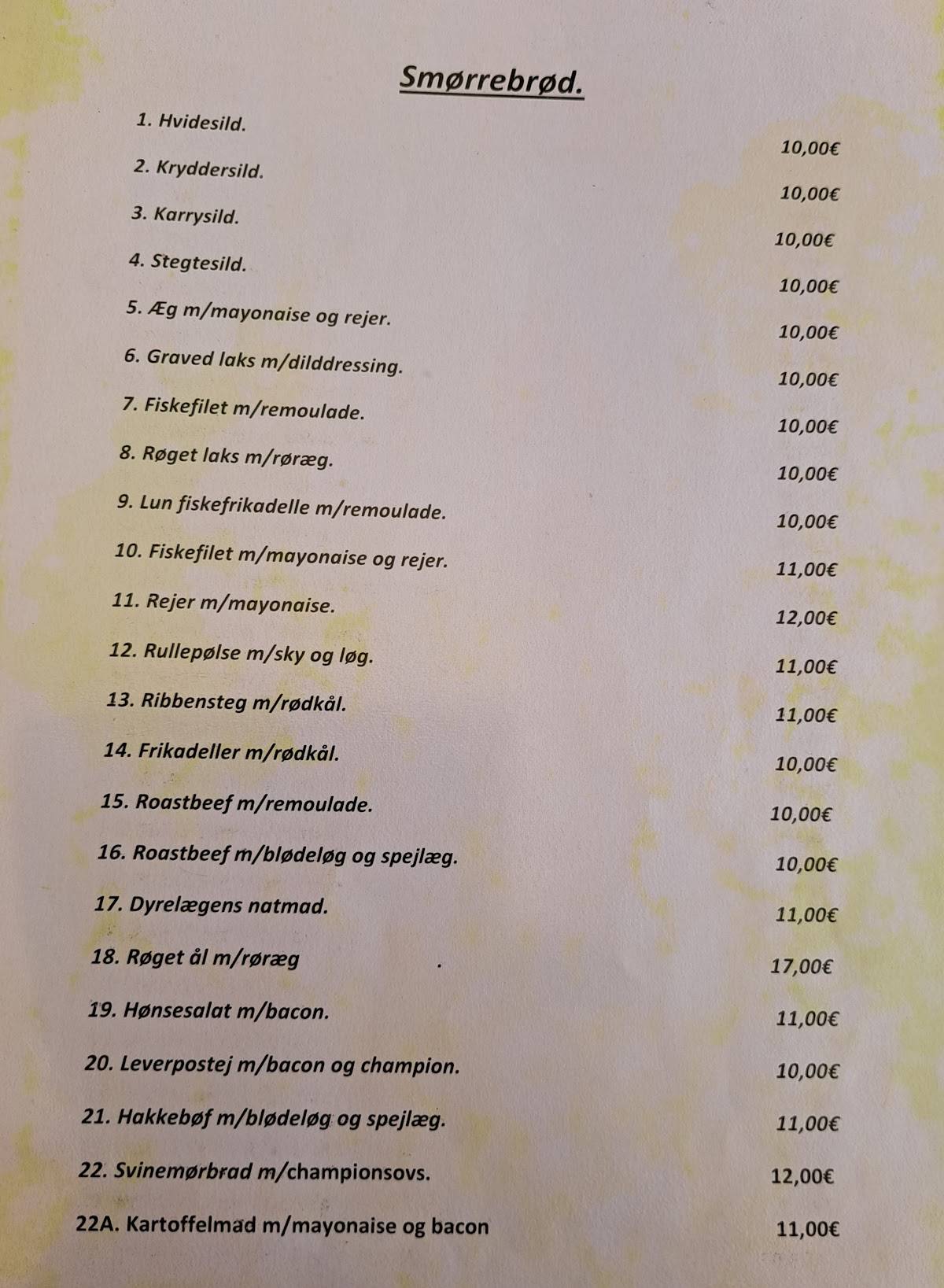 Menu at Moss & Hjort restaurant, Maspalomas